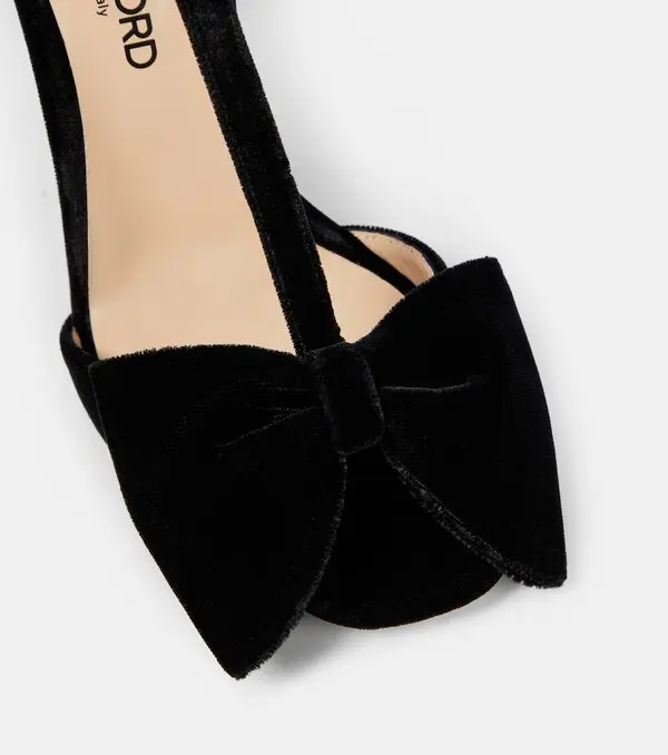 TOM FORD Brigitte Velvet Bow Sandals - Black