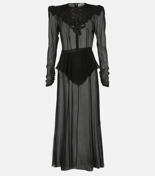 Alessandra Rich Silk Georgette Midi Dress