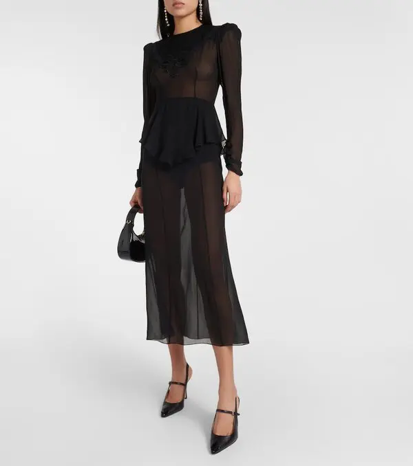 Alessandra Rich Silk Georgette Midi Dress