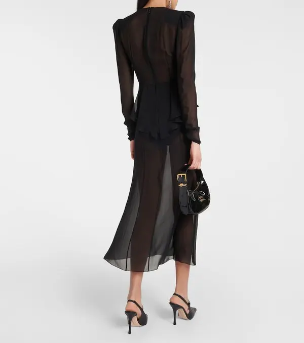Alessandra Rich Silk Georgette Midi Dress