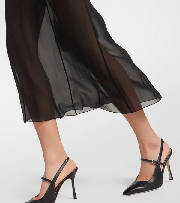 Alessandra Rich Silk Georgette Midi Dress