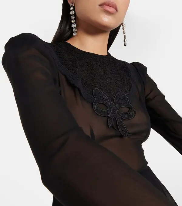 Alessandra Rich Silk Georgette Midi Dress