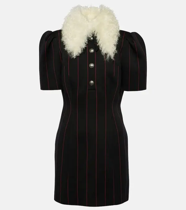 Alessandra Rich Pinstripe Wool-blend Minidress