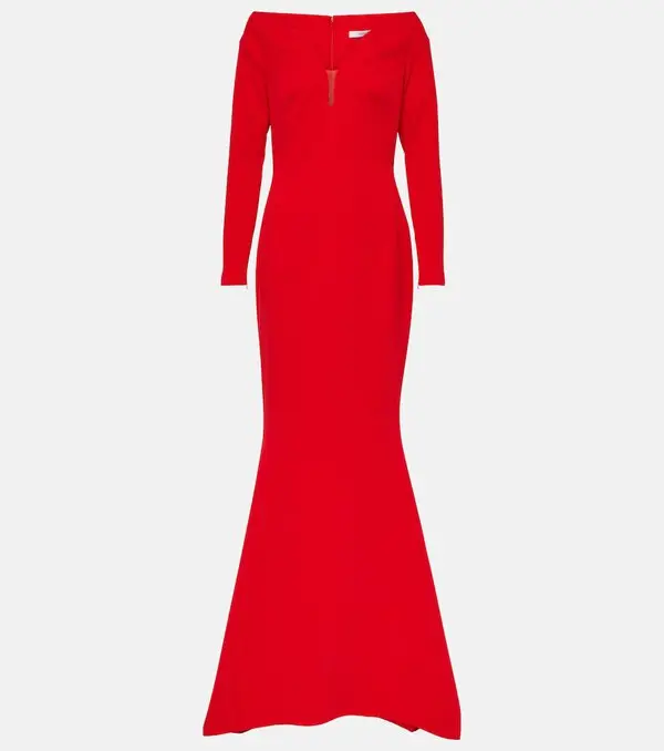 Safiyaa Wilson Crêpe Fishtail Gown - Red