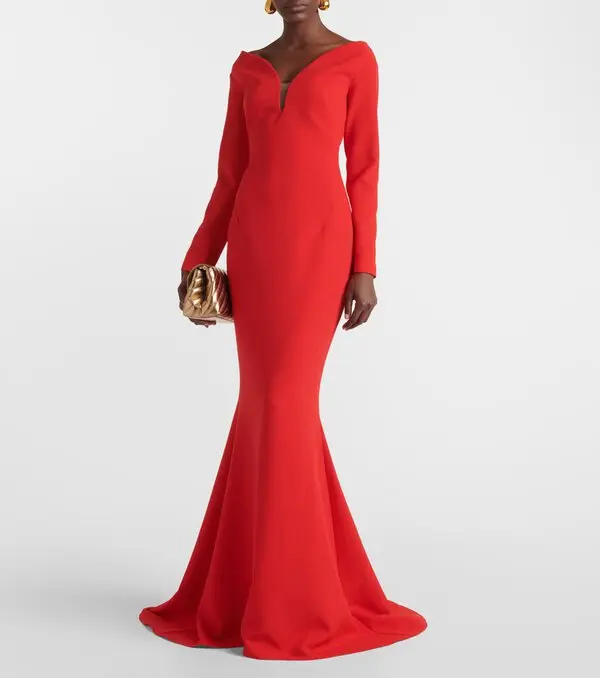 Safiyaa Wilson Crêpe Fishtail Gown