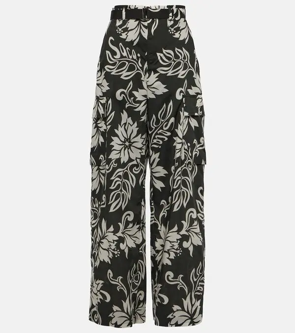Sacai High-rise Floral Wide-leg Pants