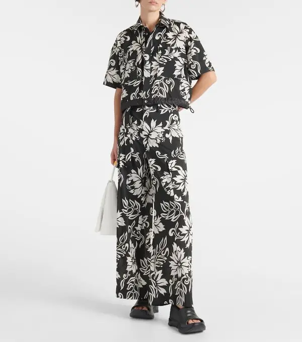 Sacai High-rise Floral Wide-leg Pants