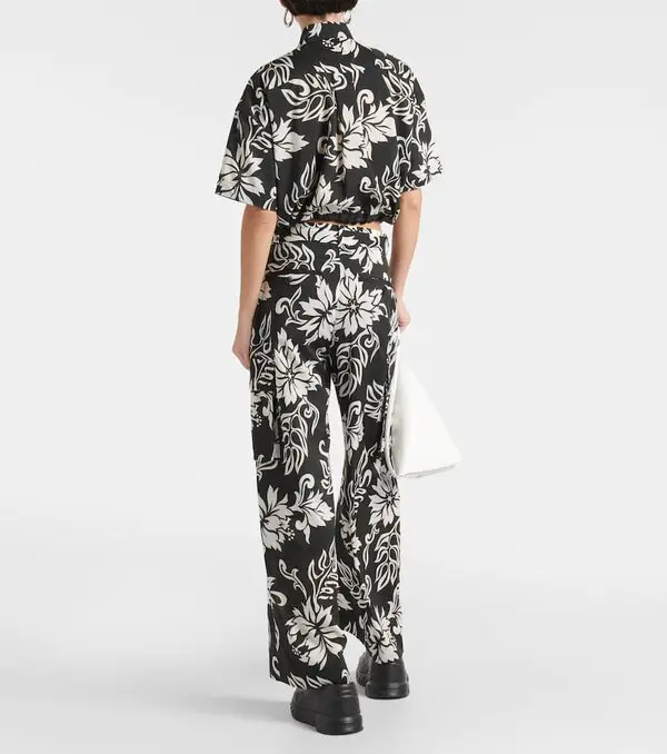 Sacai High-rise Floral Wide-leg Pants