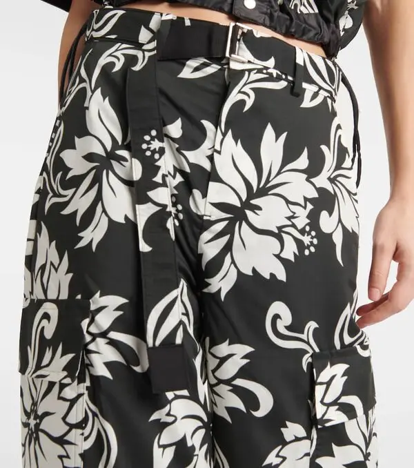 Sacai High-rise Floral Wide-leg Pants