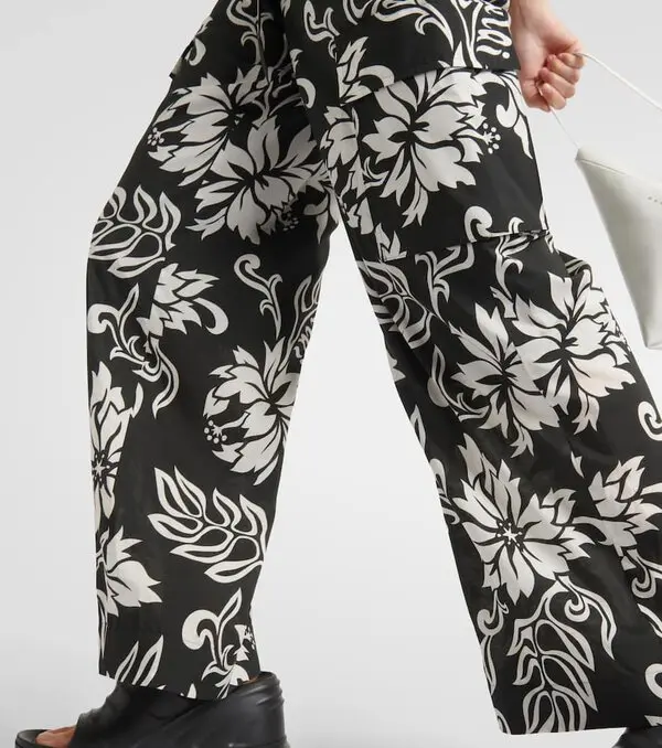 Sacai High-rise Floral Wide-leg Pants