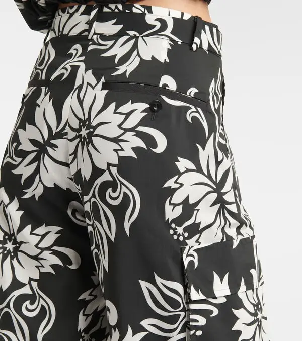 Sacai High-rise Floral Wide-leg Pants