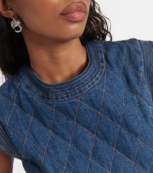 Veronica Beard Ginny Quilted Denim Minidress