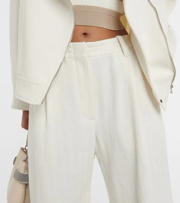 Brunello Cucinelli Herringbone Straight Pants