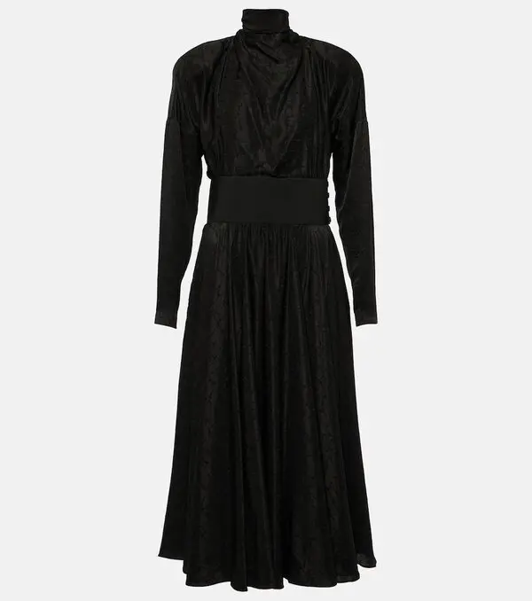 Alaïa Tie-neck Midi Dress - Black