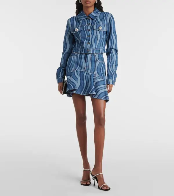 AREA Sunray Denim Miniskirt