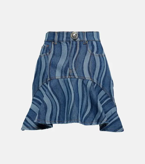 AREA Sunray Denim Miniskirt