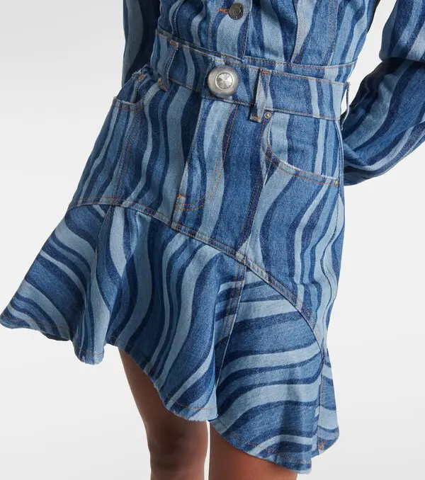 AREA Sunray Denim Miniskirt