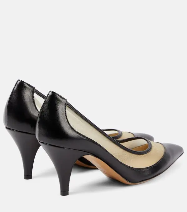 Khaite River Leather And Mesh Pumps - Black