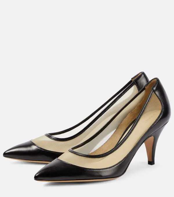 Khaite River Leather And Mesh Pumps - Black