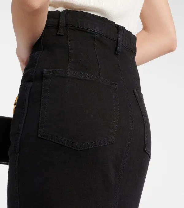 FRAME The High Waisted Seamed Denim Midi Skirt