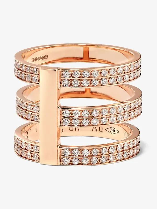 REPOSSI 18k Rose Gold Berbere Triple Diamond Ring