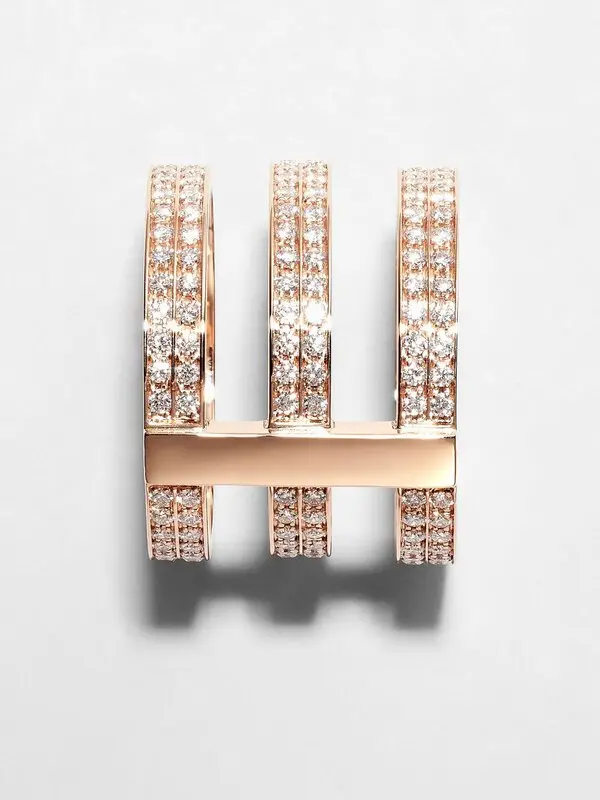 REPOSSI 18k Rose Gold Berbere Triple Diamond Ring