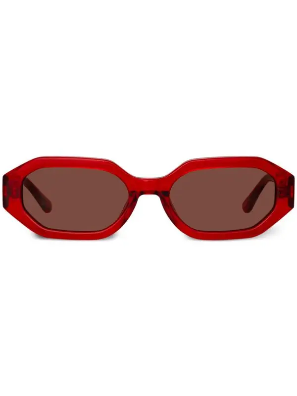 Linda Farrow Irene Oval Sunglasses - Red