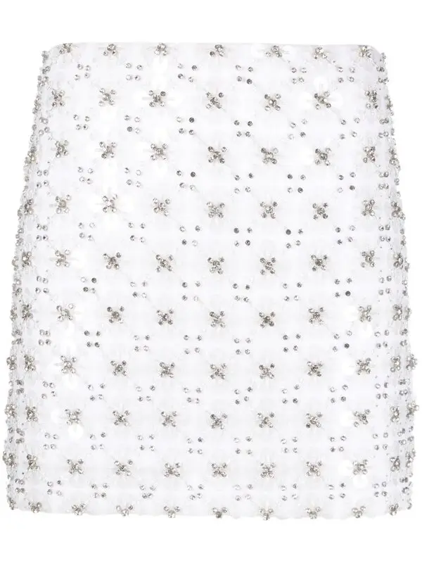 P.a.r.o.s.h Sequined A-line Mini Skirt - White