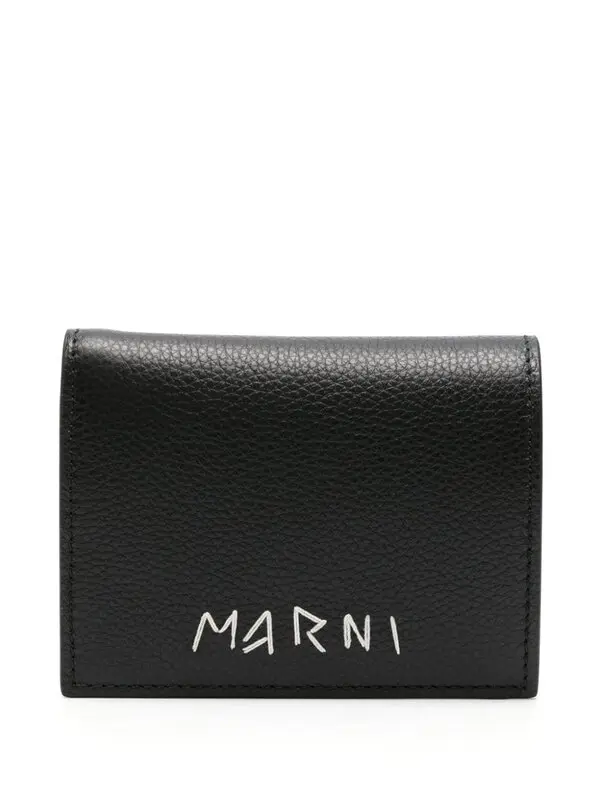 Marni Logo-embroidered Leather Wallet - Black