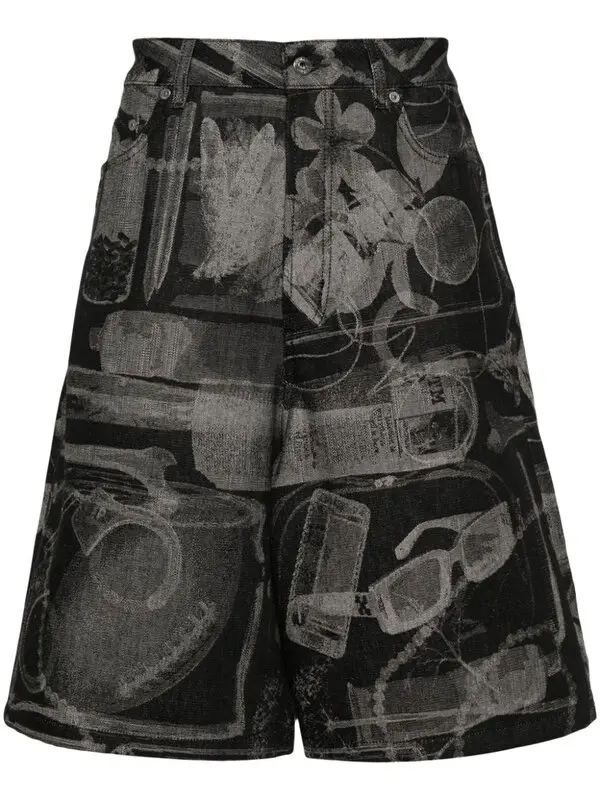 Off-White X-ray Jacquard-print Denim Shorts