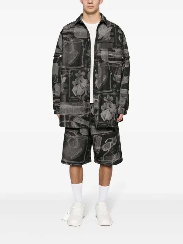 Off-White X-ray Jacquard-print Denim Shorts