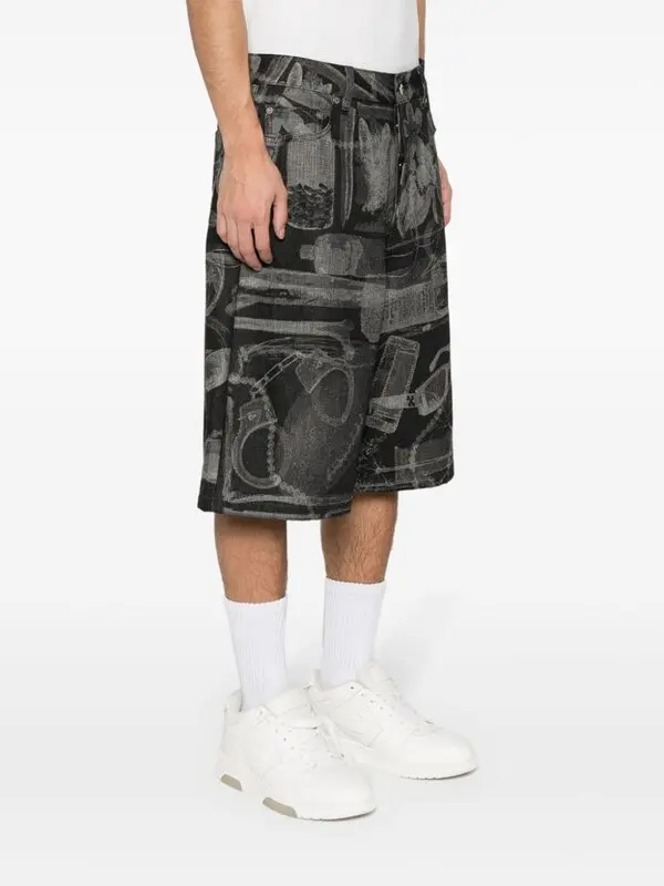 Off-White X-ray Jacquard-print Denim Shorts