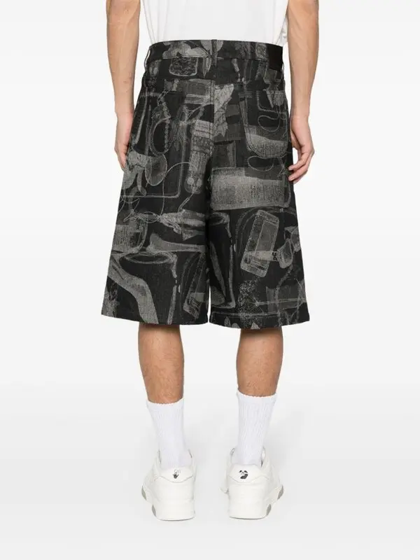 Off-White X-ray Jacquard-print Denim Shorts