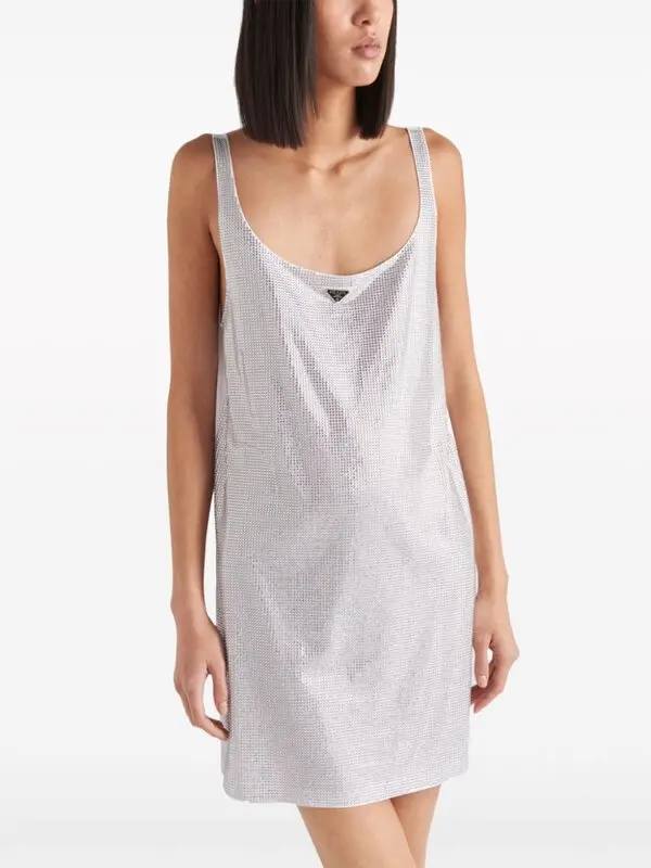prada rhinestone embroidered mesh mini dress Feather Embroidered Cocktail Dress main image 0