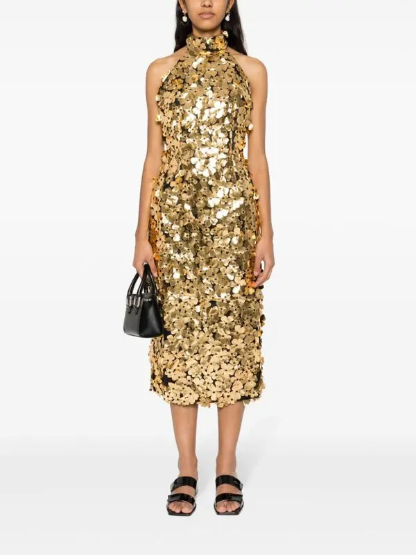 Stine Goya Floral Appliqué Halterneck Maxi Dress