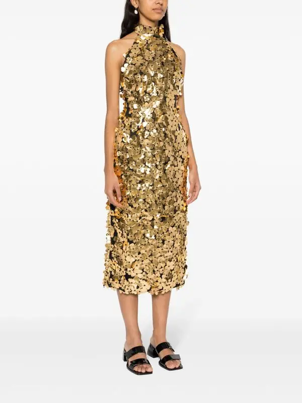 Stine Goya Floral Appliqué Halterneck Maxi Dress