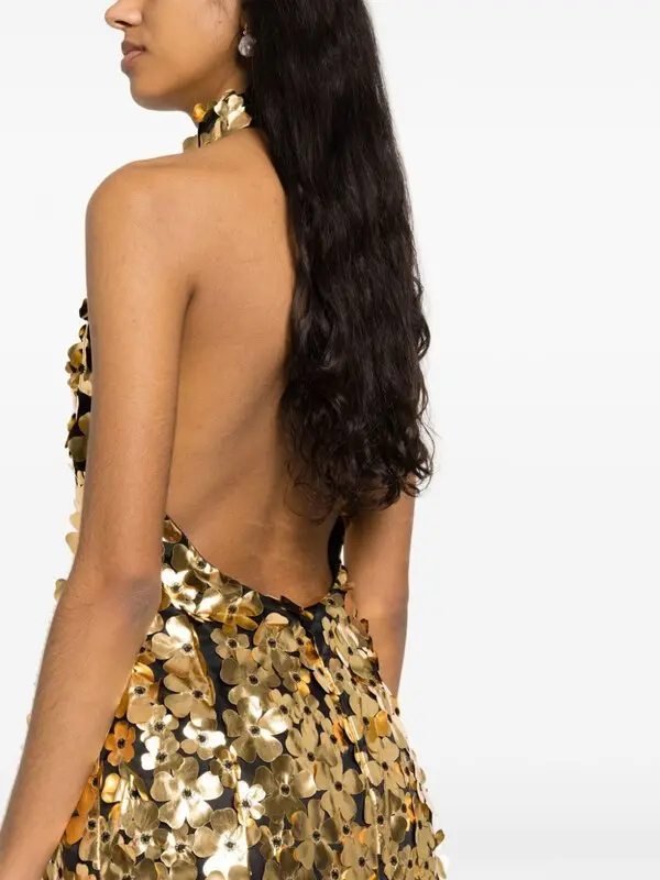Stine Goya Floral Appliqué Halterneck Maxi Dress