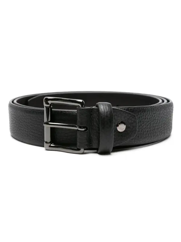 Pal Zileri Engraved-buckle Leather Belt - Black