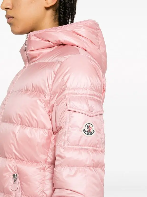Moncler Gles Hooded Puffer Jacket Pink Editorialist