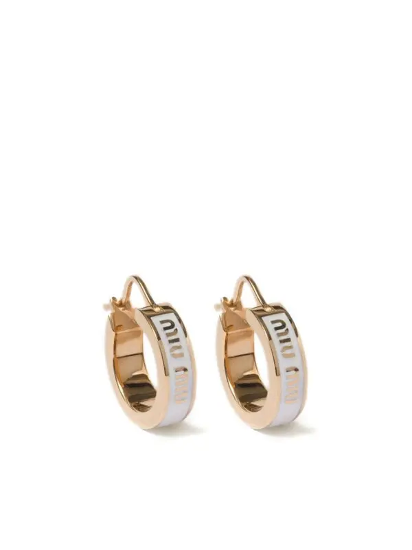 Miu Miu Enamel Hoop Earrings - White