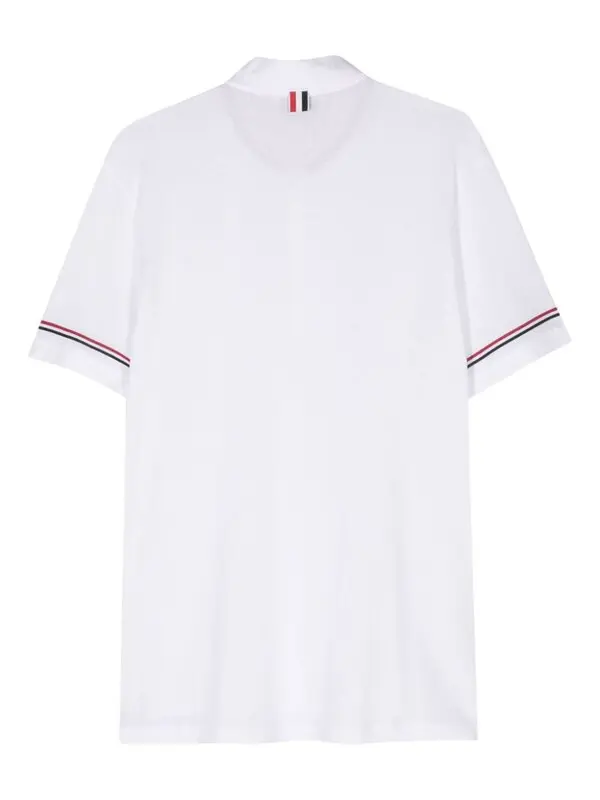 Thom Browne Rwb-stripe Fine-knit Polo Shirt - White