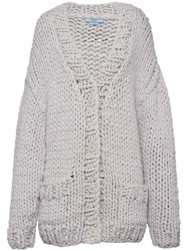 Prada Chunky-knit Button-up Cardigan
