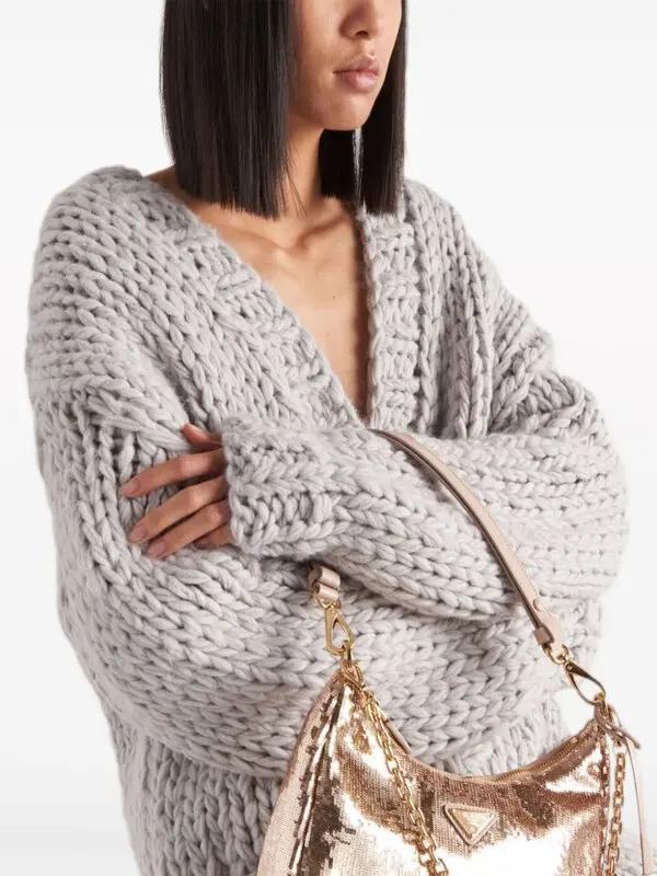 Prada Chunky-knit Button-up Cardigan