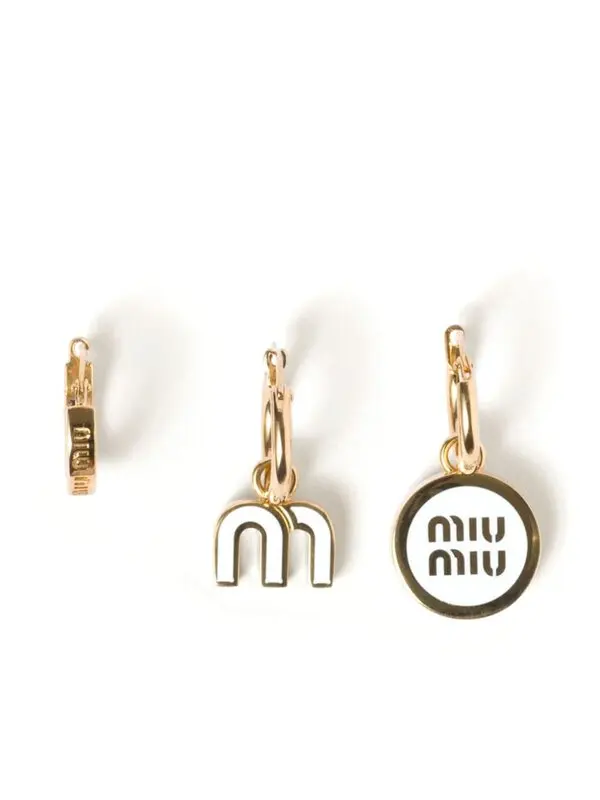 Miu Miu Enamel Hoop Earrings - White