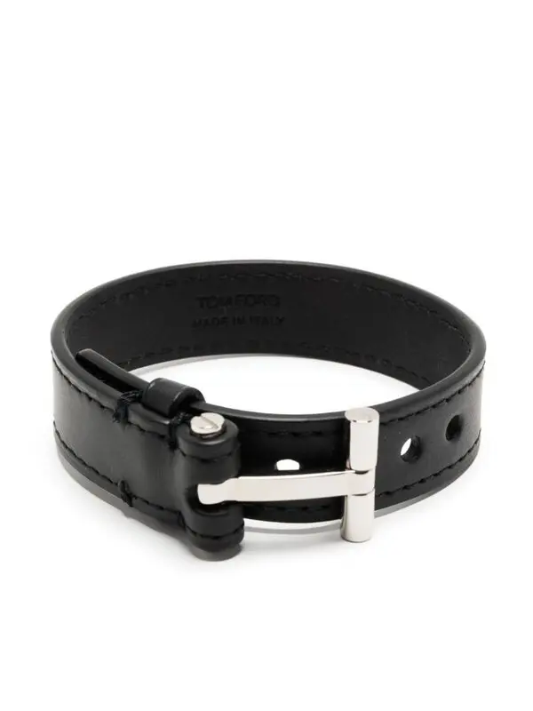 TOM FORD T-hinge Leather Bracelet - Black