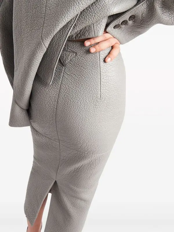 Prada Leather Midi Skirt
