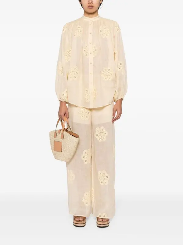 Zimmermann Acadian Floral-embroidered Trousers