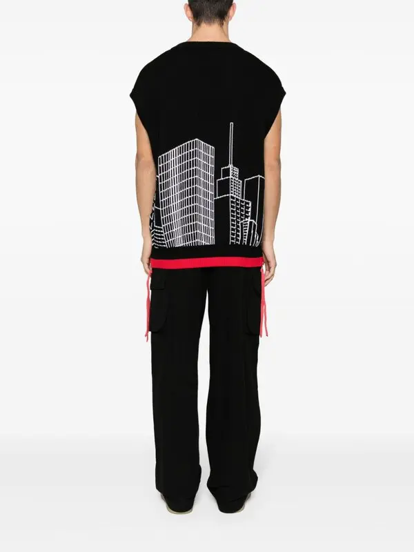 Off-White Intarsia-knit Sleeveless Jumper