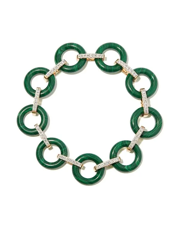 Mateo 14kt Yellow Malachite, And Diamond Bracelet - Gold