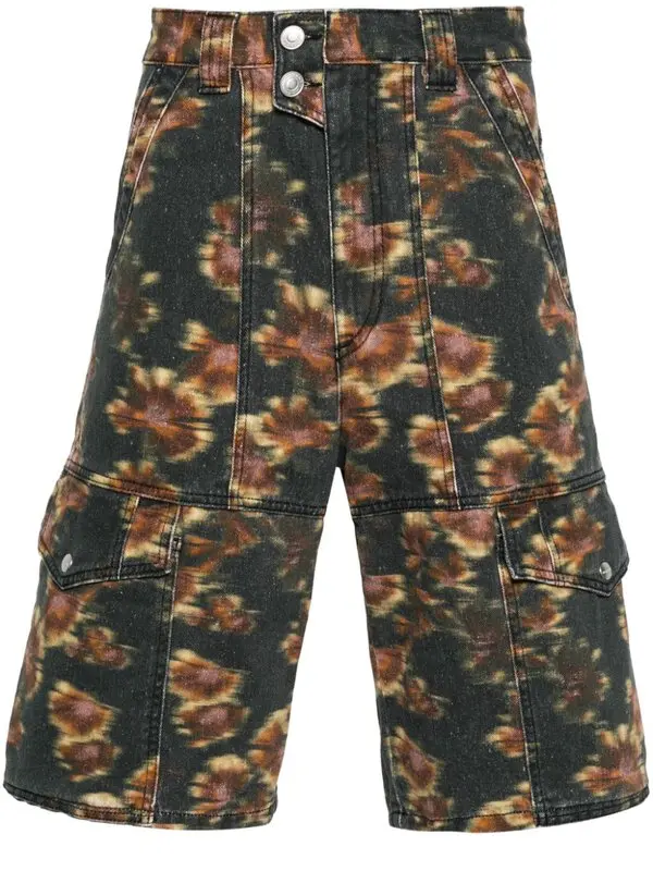 MARANT Jemuel Abstract-print Cargo Shorts - Grey
